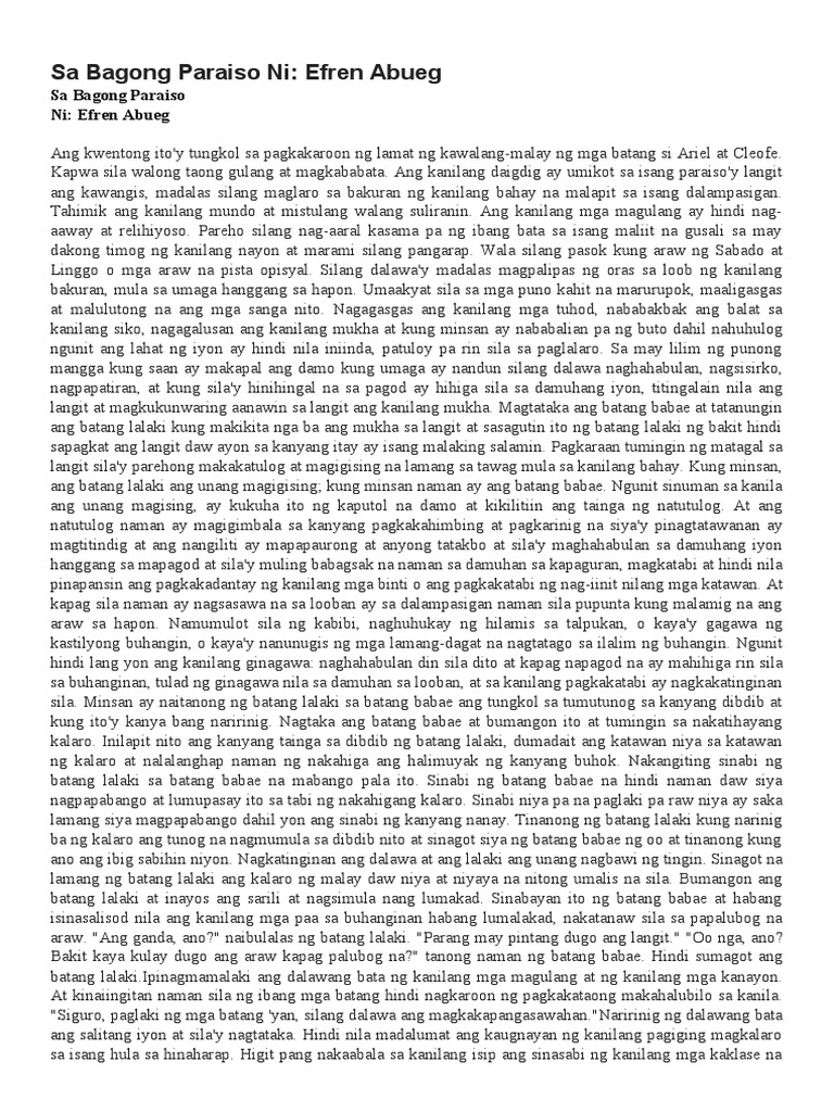 Sa Bagong Paraiso | PDF