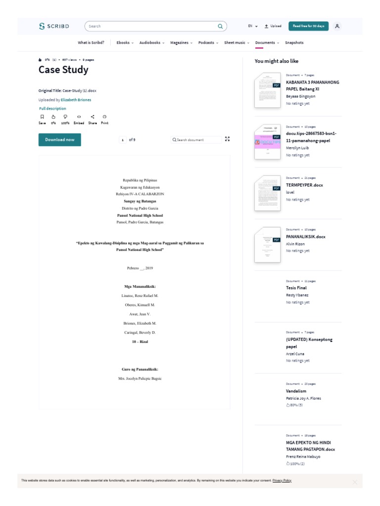WWW Scribd Com Document 412376990 Case Study 1 | PDF