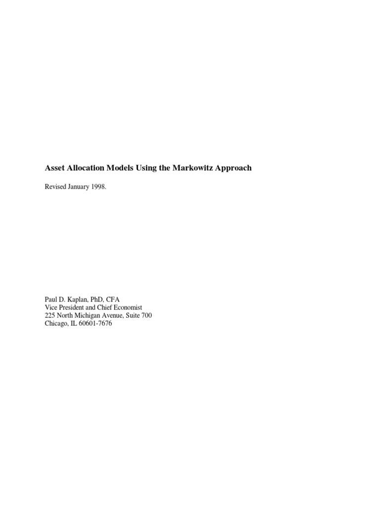 Markowitz Approach | PDF | Modern Portfolio Theory | Asset Allocation