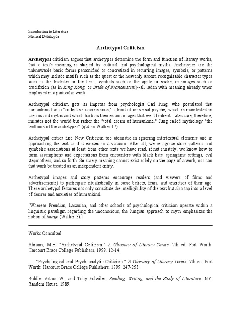 Archetypal Criticism | PDF | Archetype | Carl Jung