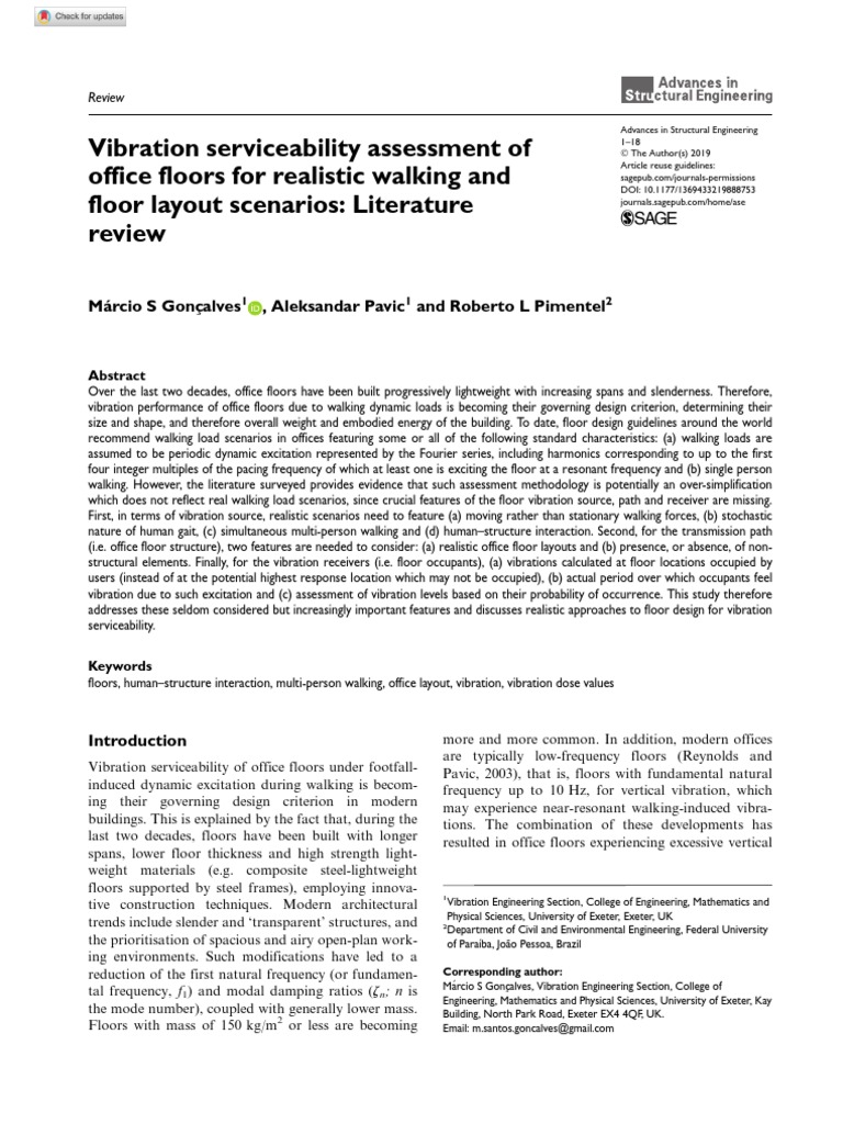 Vibration Serviceability Assessment of Office Floors For Realistic ...