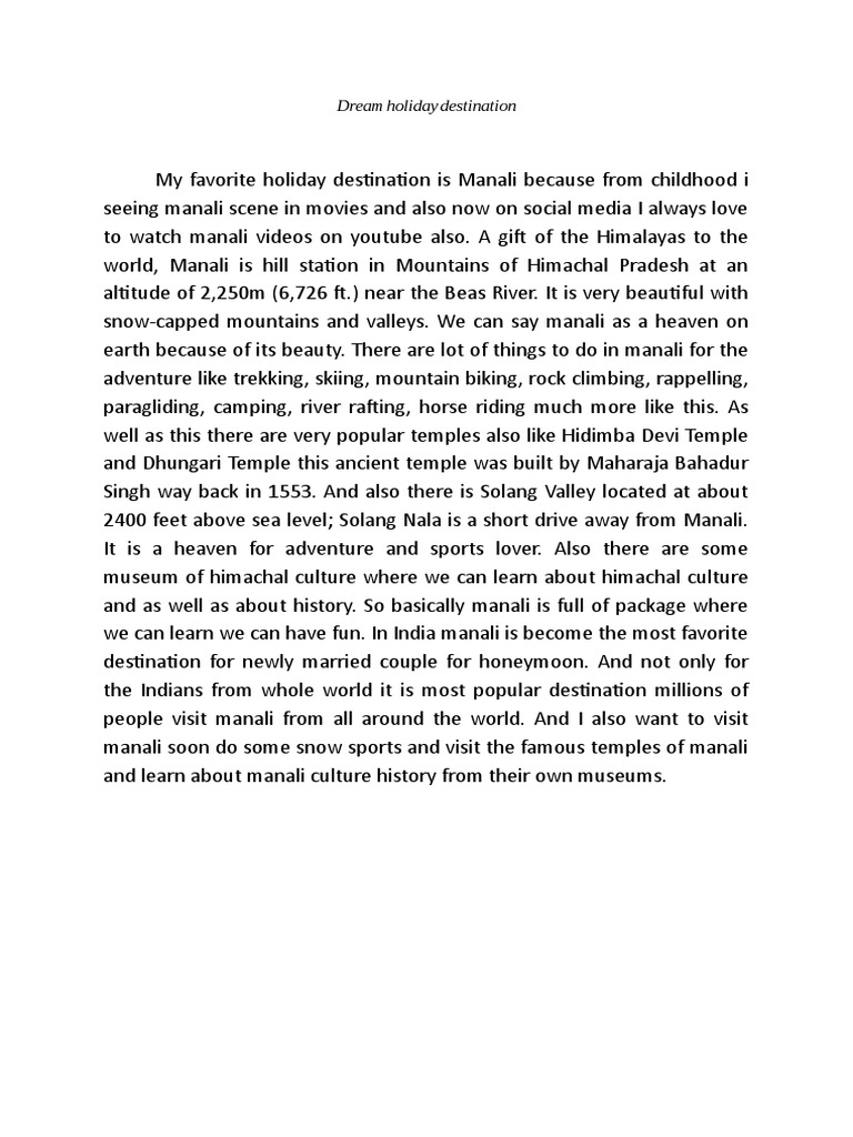 Dream Holiday Destination | PDF