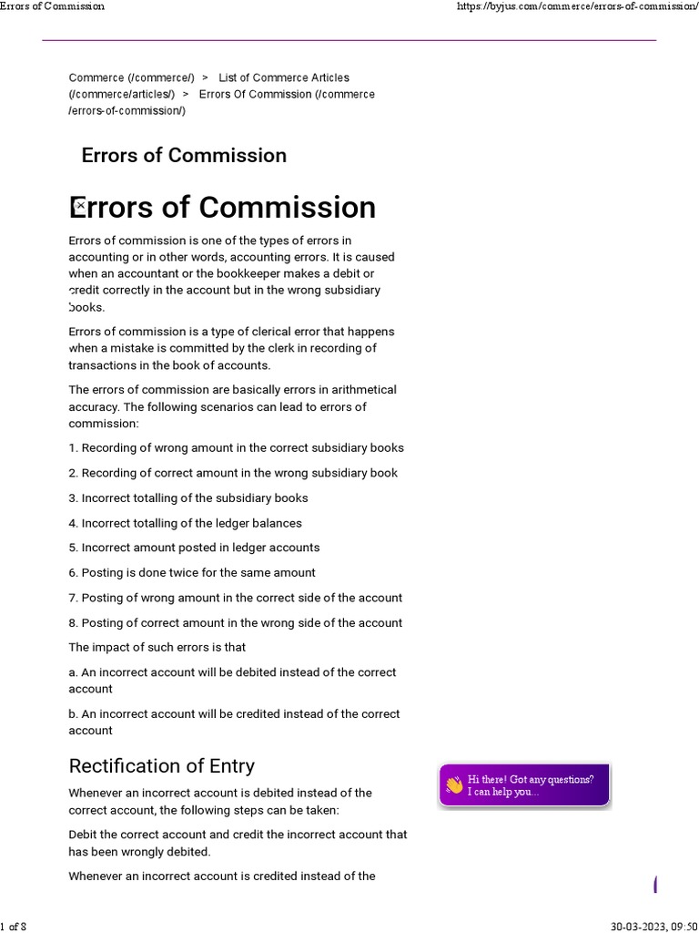 Errors of Commission | PDF | Debits And Credits | Money