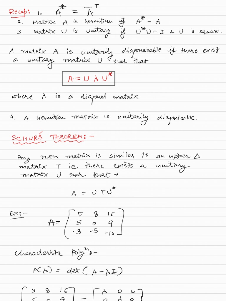 Diagonalization of Hermitian Matrices Notes | PDF