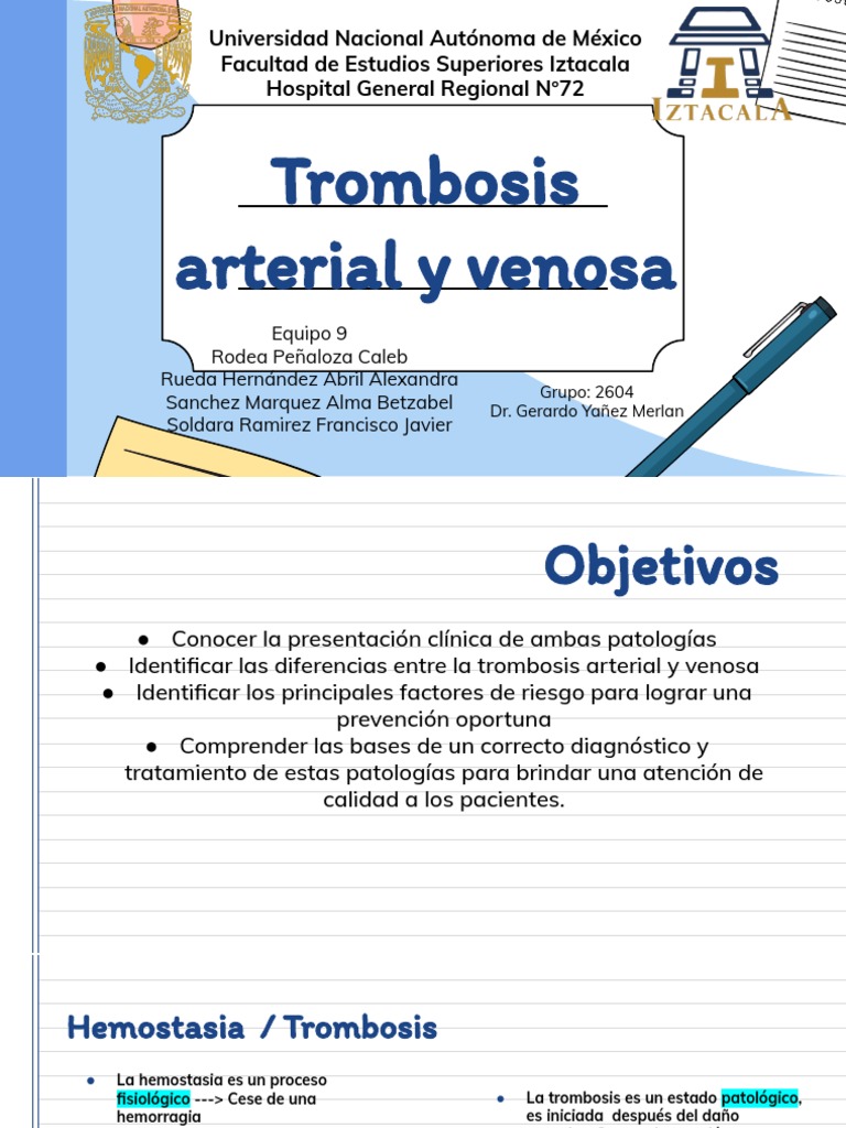 Trombosis Arterial y Venosa | PDF | Trombo | Plaqueta