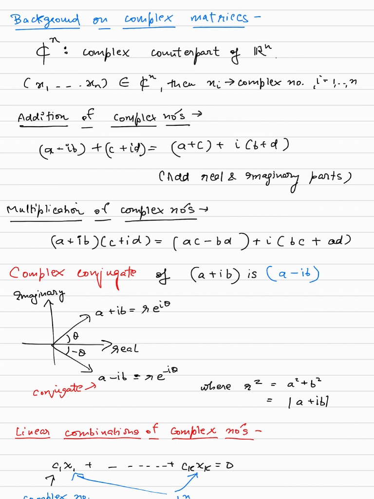 Complex matrices Notes | PDF