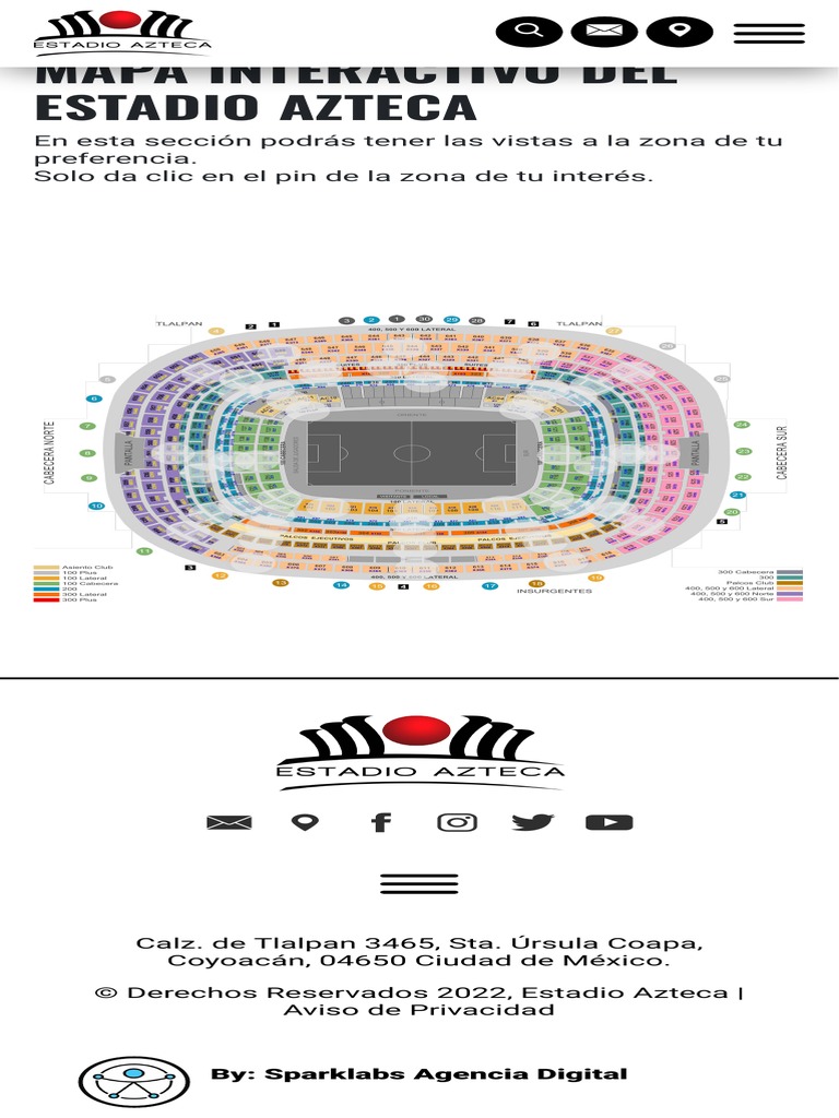 Mapa interactivo Estadio Azteca | PDF
