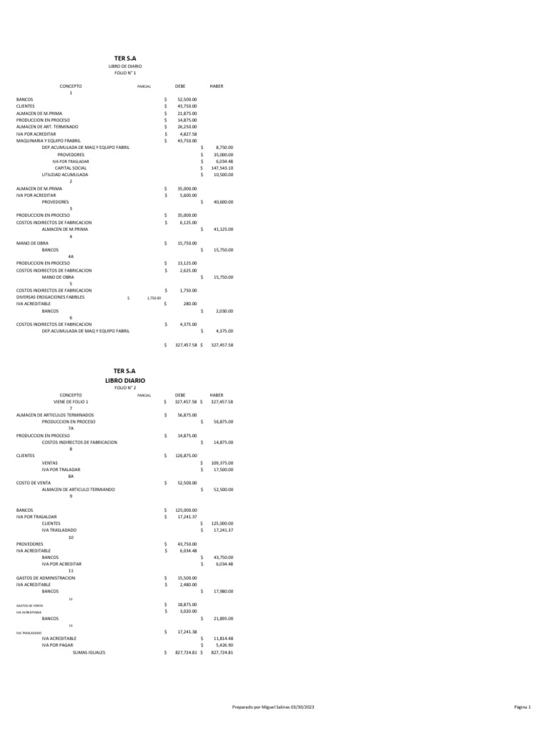 Costos Ter S.A Terminado | PDF | Contabilidad | Servicios financieros
