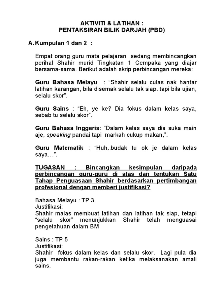 Contoh Hasil Perbincangan Simulasi | PDF