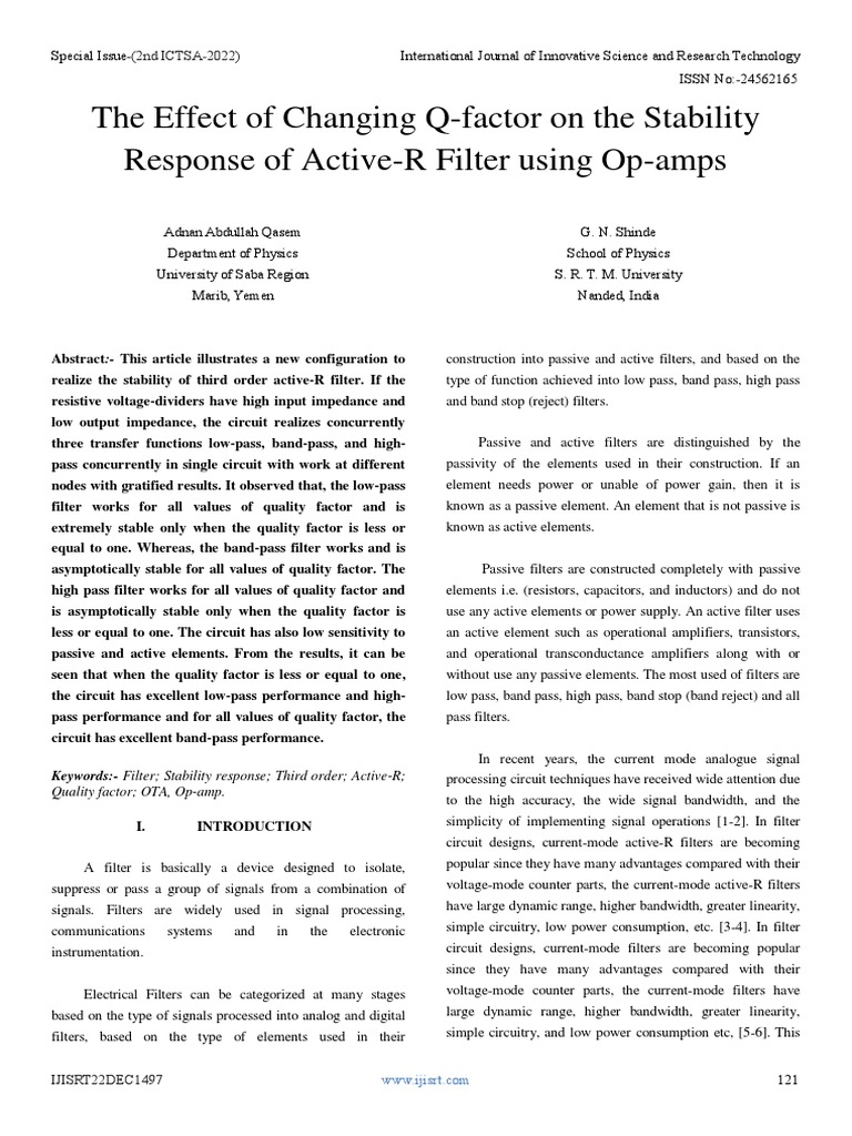 Active-R Filter Stability Analysis | PDF | Operational Amplifier | Electronic Filter