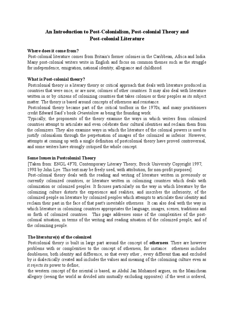 An Introduction To Post-Colonialism | PDF | Postcolonialism ...