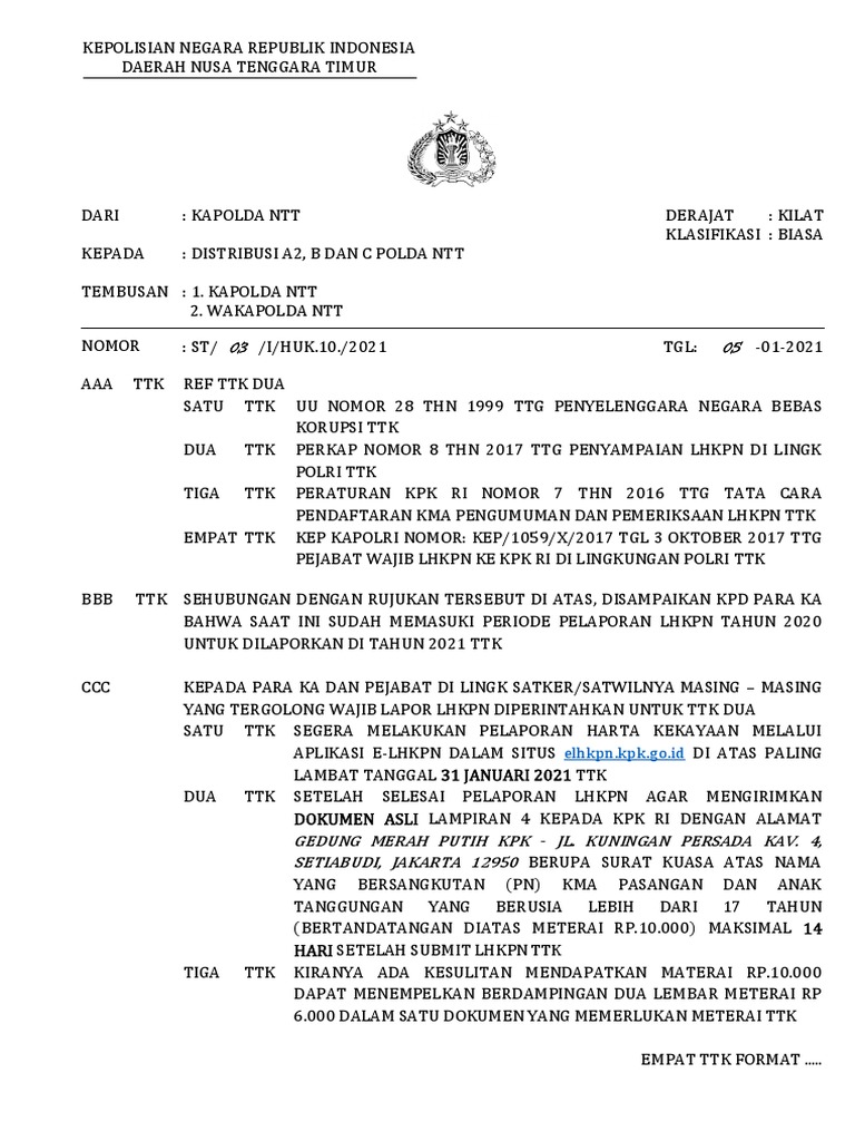 ST Pelaporan LHKPN 2021 | PDF | Pengelolaan Keuangan & Uang | Hukum