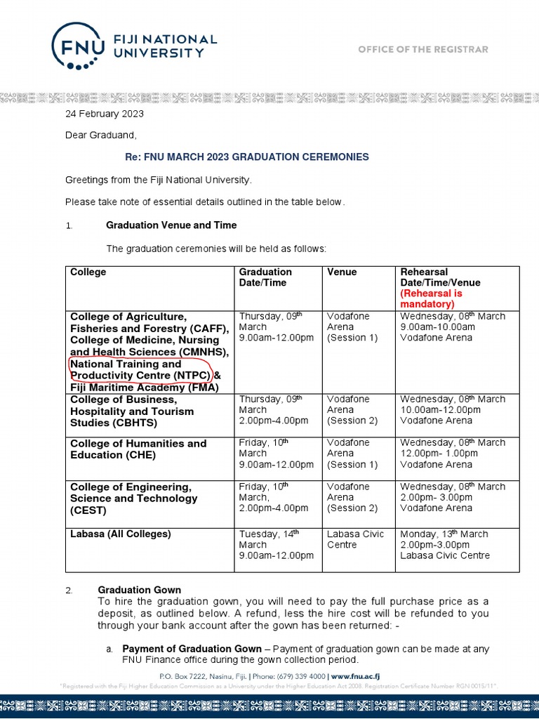 Graduation Information Letter March 2023 | PDF | College | Educational ...