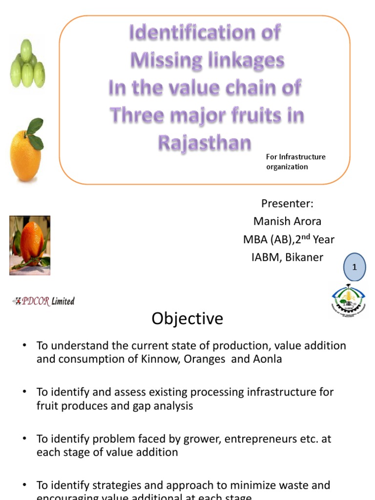 Missing Linkages in The Value Chain of Fruits | PDF | Retail ...