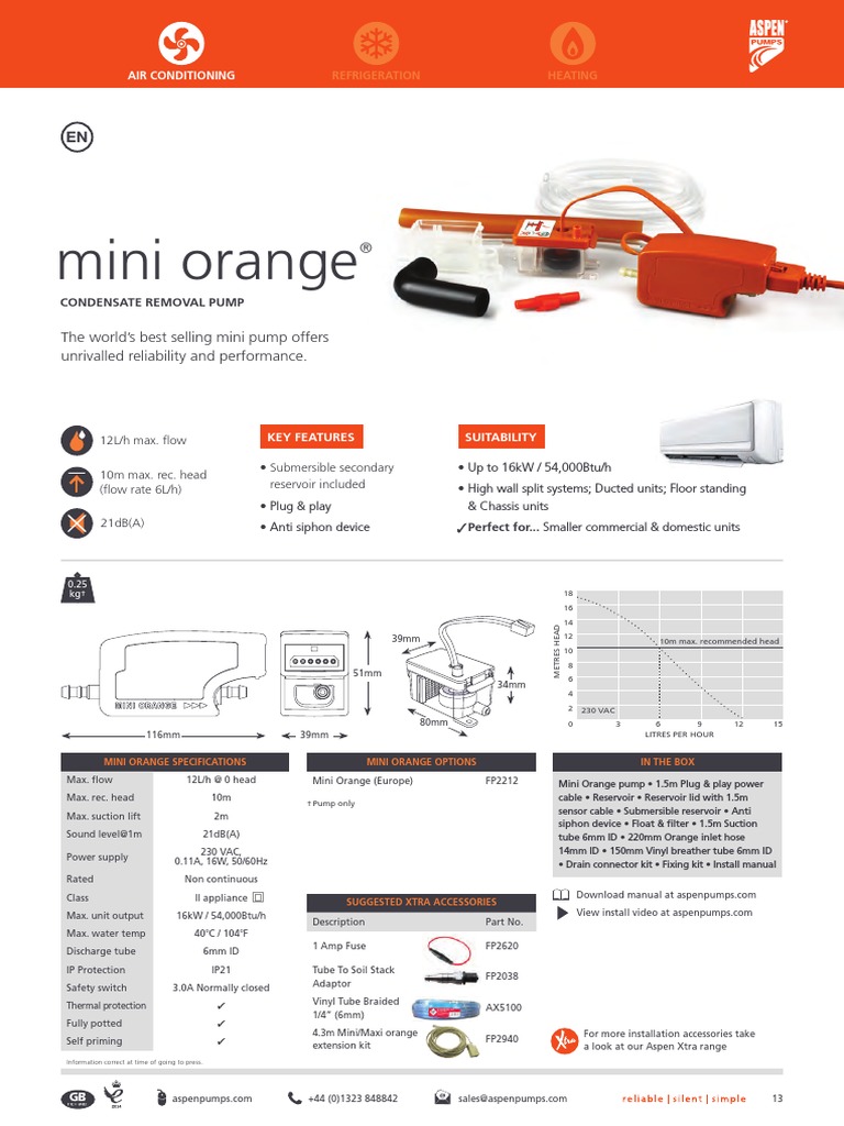 Tech Spec Mini Orange | PDF | Pump | Electrical Connector