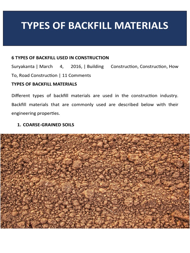 Types of Backfill Materials in Construction | PDF | Clay | Soil Mechanics
