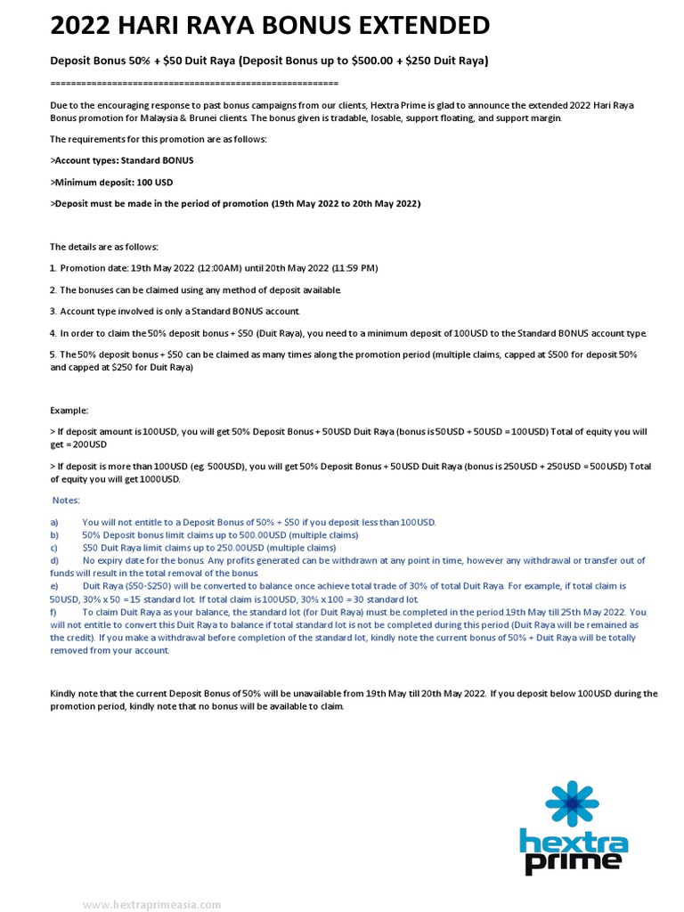 2022 Hari Raya Bonus Extended | PDF | Financial Services | Economies