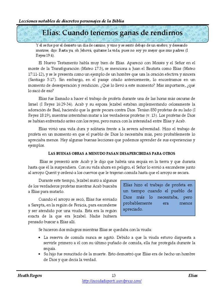 Lecciones de fe del profeta Elías | PDF | Elijah | Creencia religiosa y ...