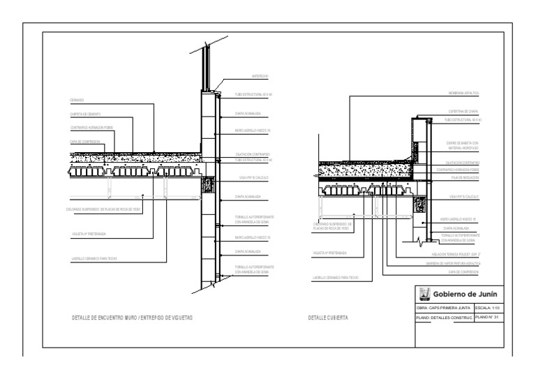 Detalle de Encuentro Muro / Entrepiso de Viguetas Detalle Cubierta | Descargar gratis PDF ...