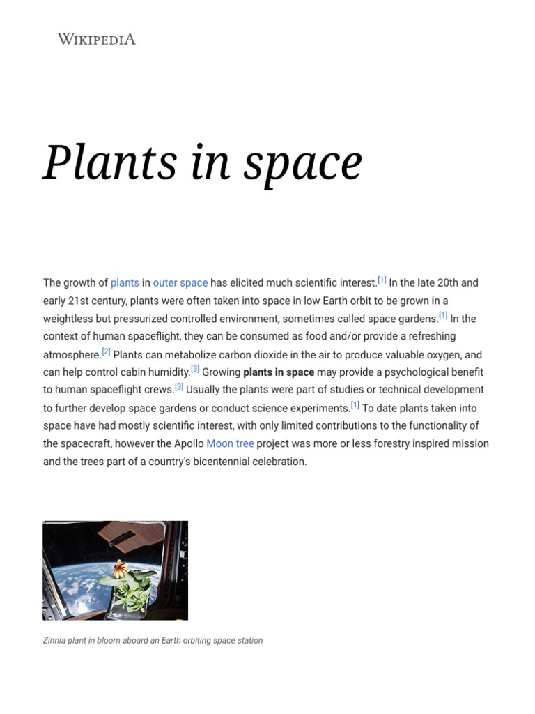 Plants in Space - Wikipedia | PDF