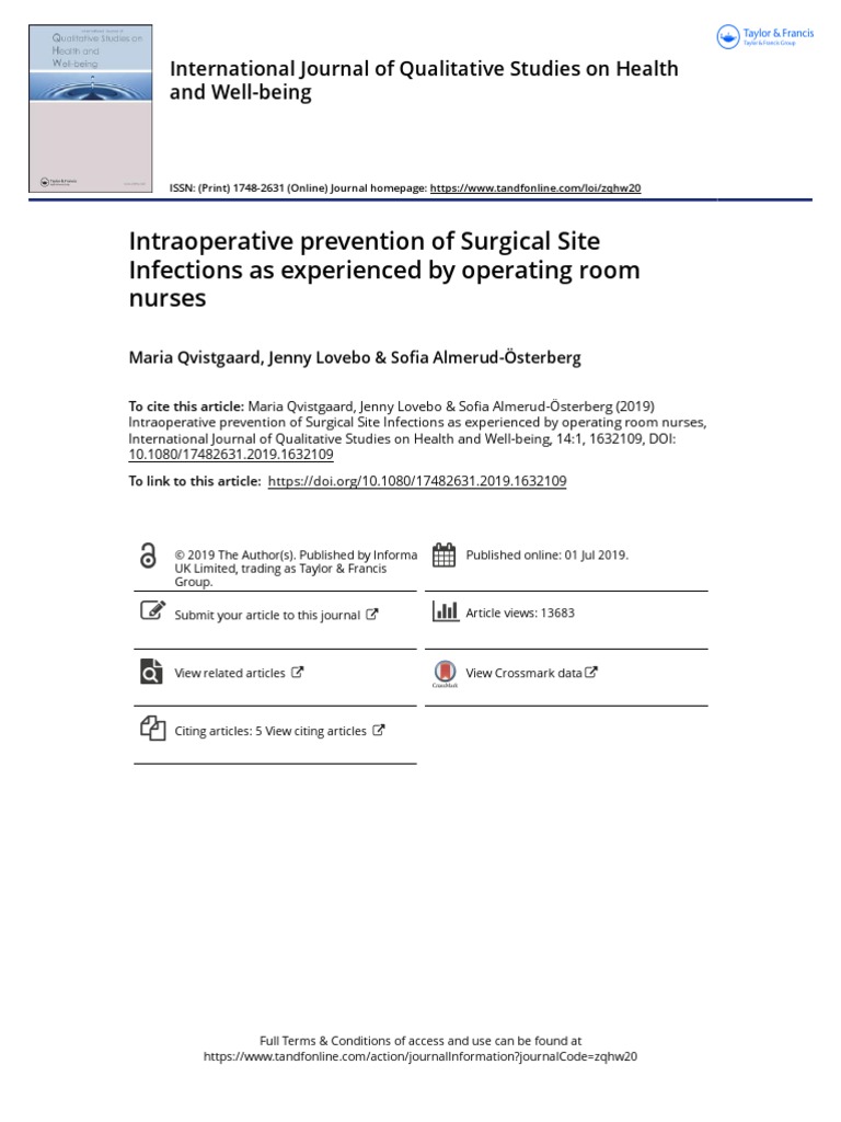 Intraoperative Prevention of Surgical Site Infections As Experienced by ...