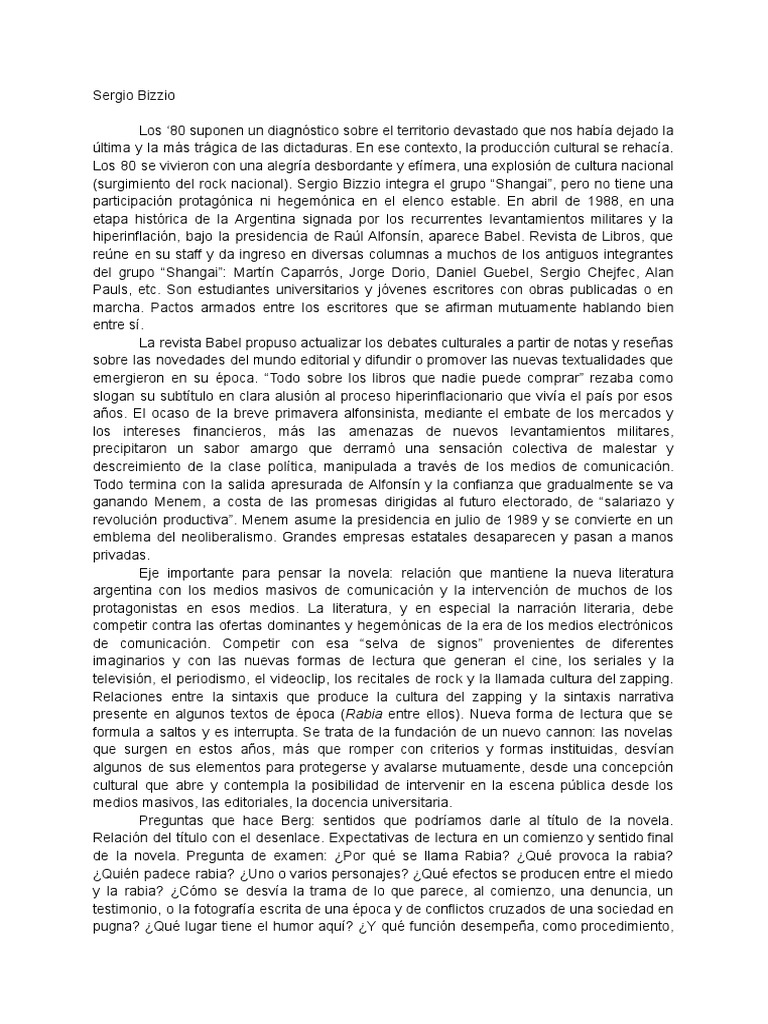 Resumen Bizzio | PDF | Novelas | Estereotipos