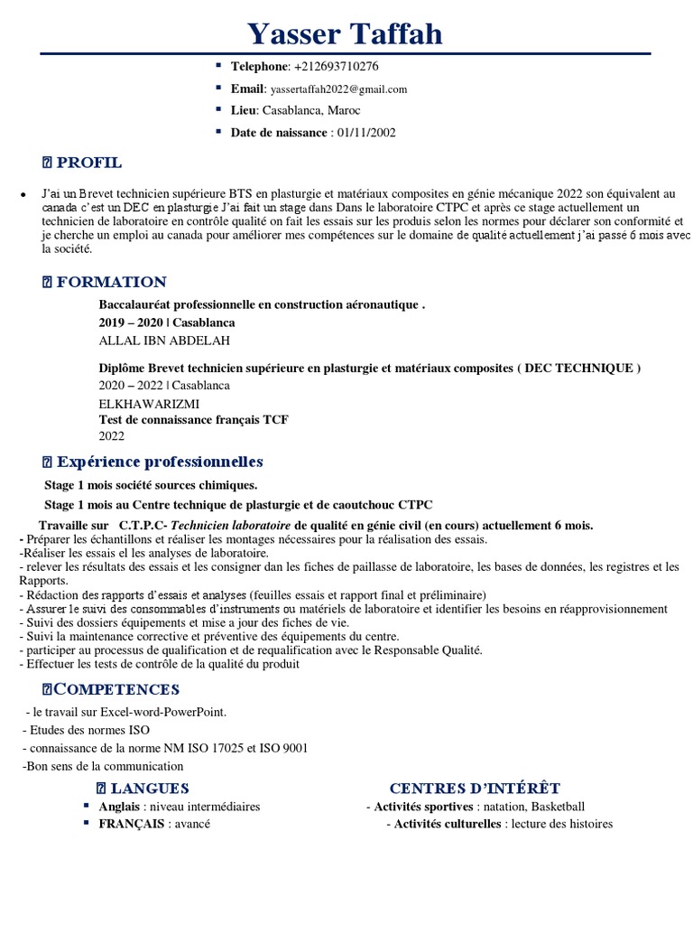 Yasser Taffah: Profil | PDF