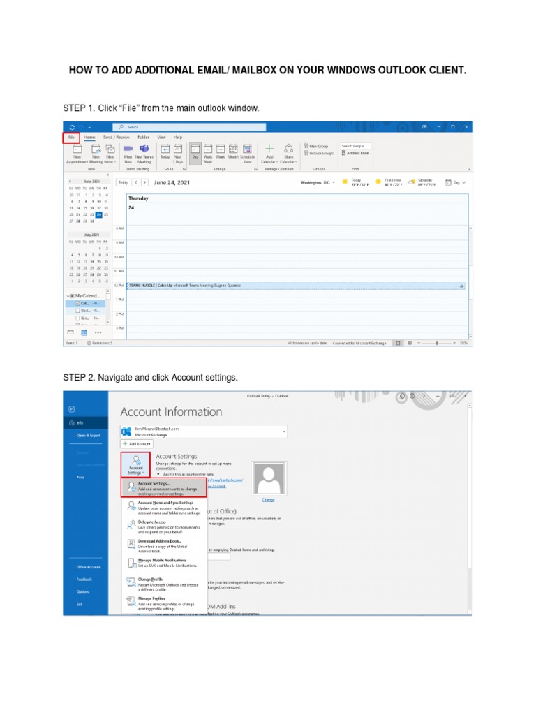 How To Add New Mailbox On Outlook Client | PDF