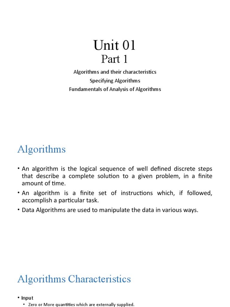 11 Unit 01 Part 01 Introduction Pdf Algorithms Time Complexity