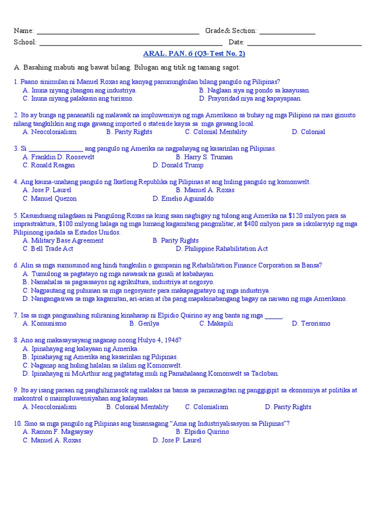 ARAL. PAN 6 - Q3 - Week 2 | PDF