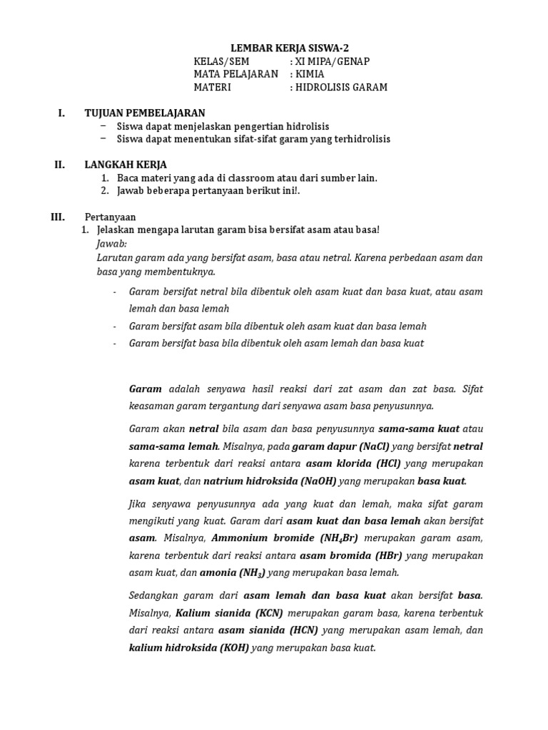 Hidrolisis Garam-Tugas-2 | PDF