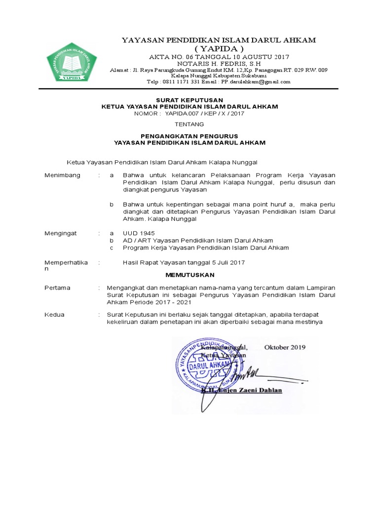 (Yapida) : Yayasan Pendidikan Islam Darul Ahkam | PDF
