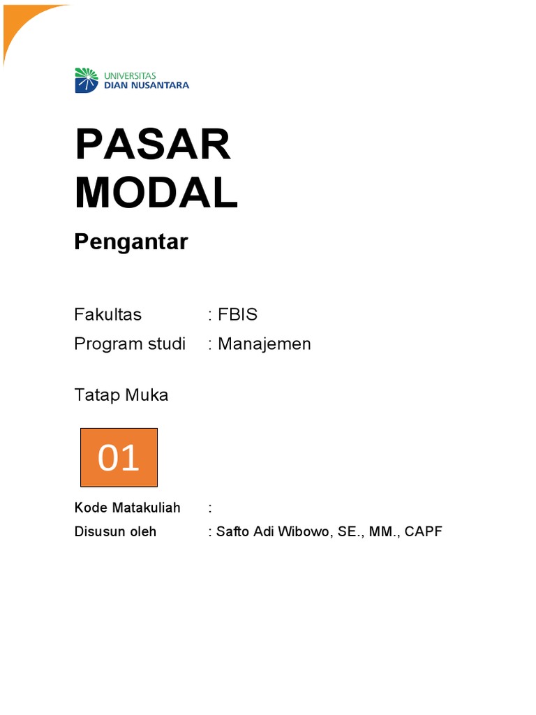 PASAR MODAL MODUL 1. Pengantar Pasar Modal New | PDF