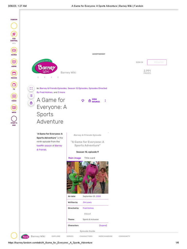 A Game For Everyone - A Sports Adventure - Barney Wiki - Fandom | PDF ...