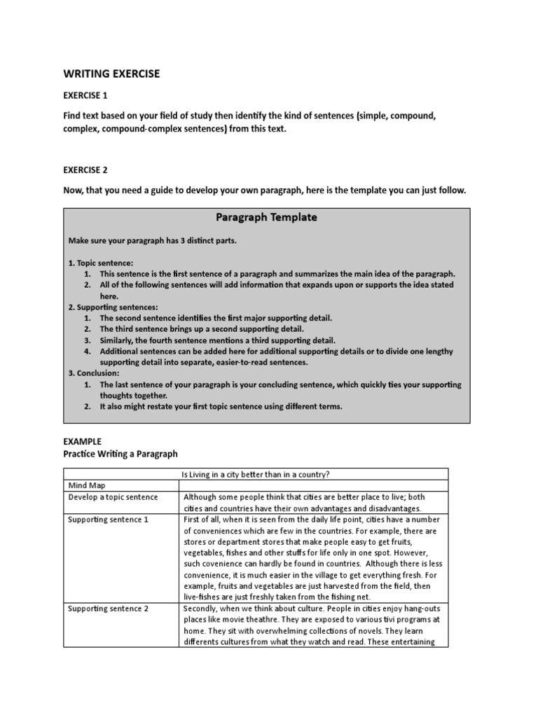 Writing Exercise 1 | PDF | Paragraph | Cognition
