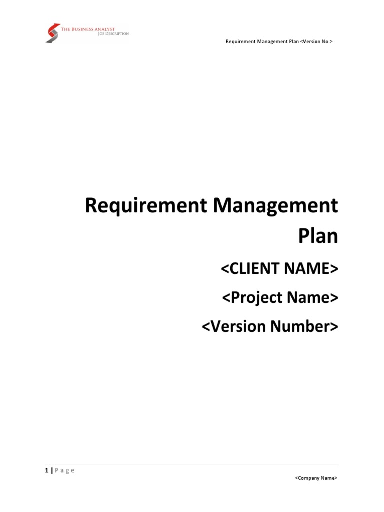 Requirement Management Plan | PDF | Business | Systems Theory