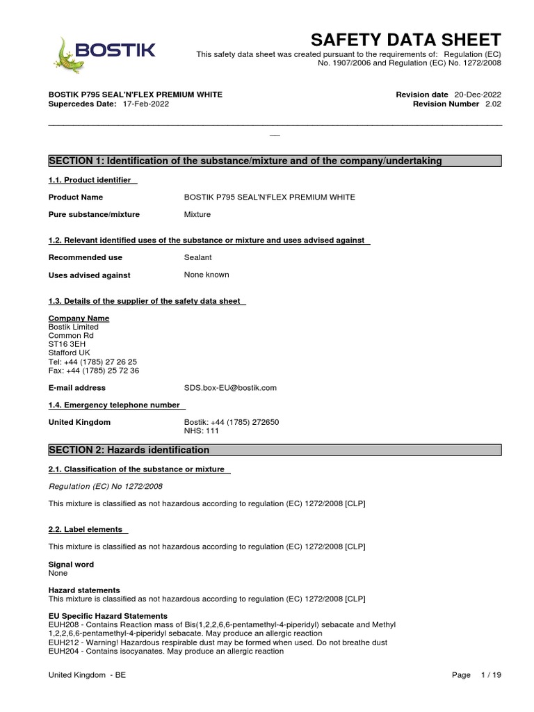 Industrial Sealant Safety Guide | PDF | Toxicity | Chemistry