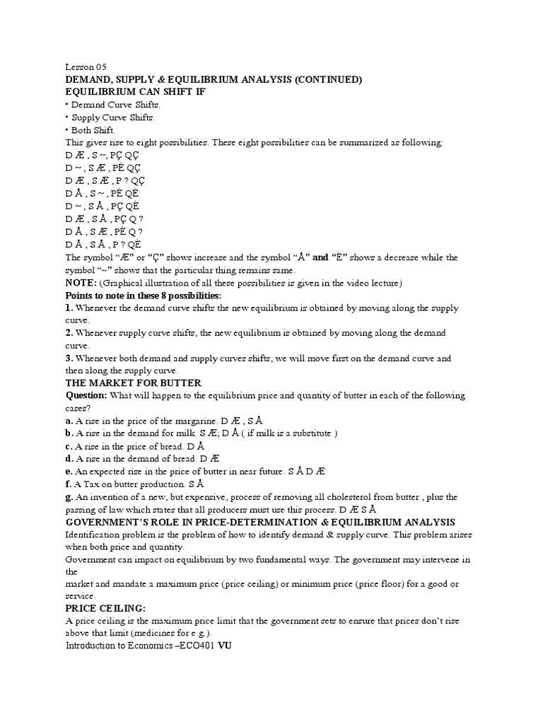 ECO401 - Handouts Lecture 5 | PDF | Prices | Economic Equilibrium