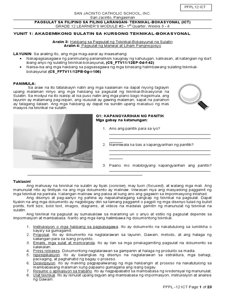 PFPL (TEK-BOK) - 12ICT - Module 2 Approved | PDF