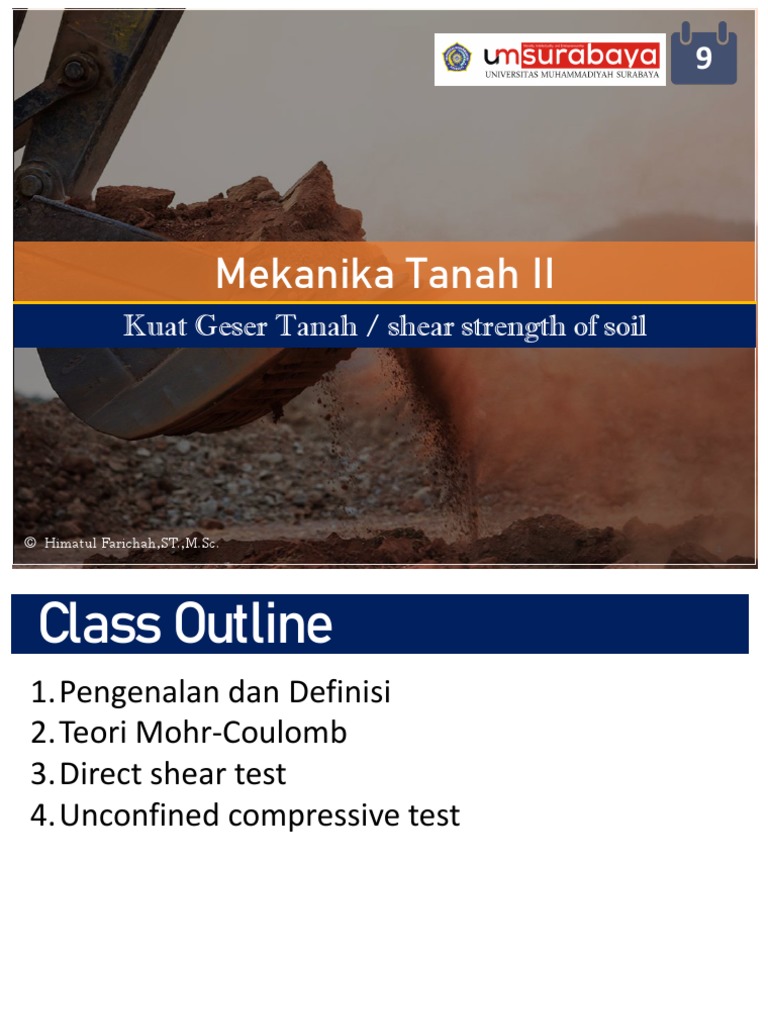 Mekanika Tanah II: Kuat Geser Tanah / Shear Strength of Soil | PDF ...