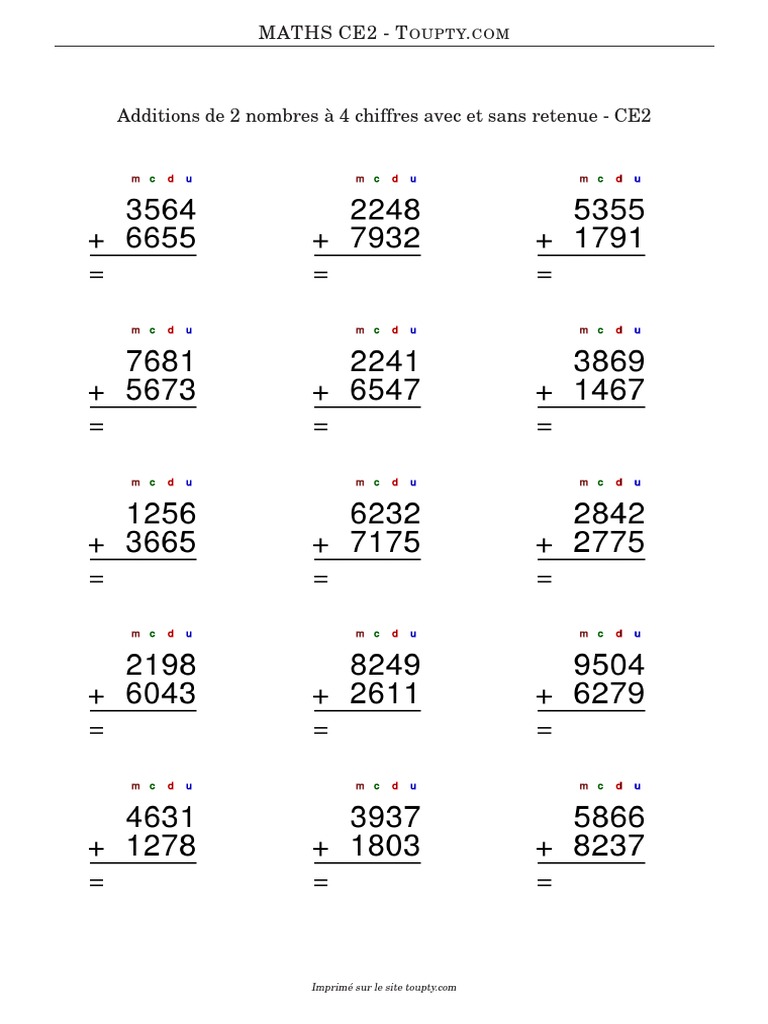 Maths Additions CE2 | PDF