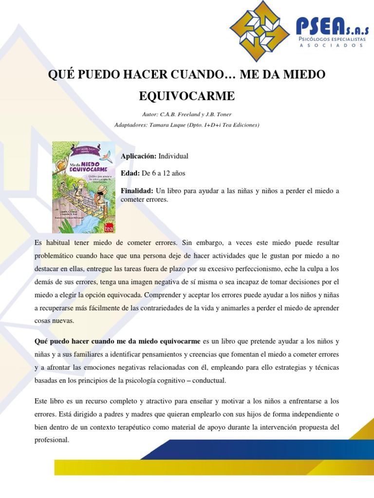 Que Puedo Hacer Cuando Me Da Miedo Equivocarme | PDF