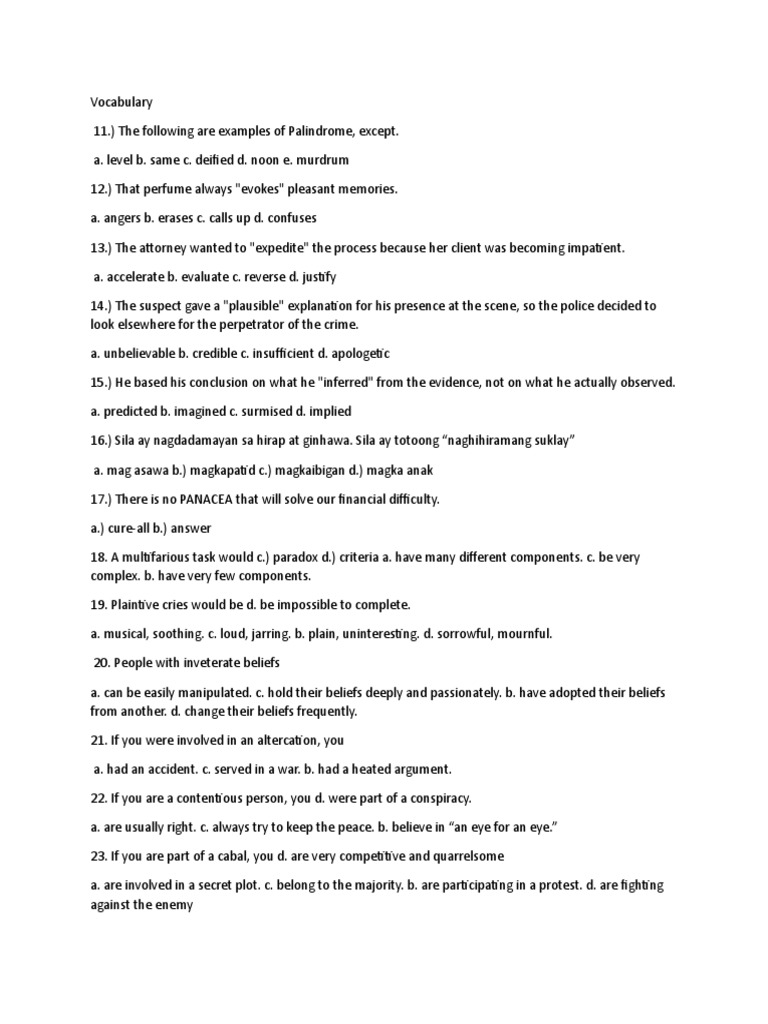 Vocabulary Notes | PDF