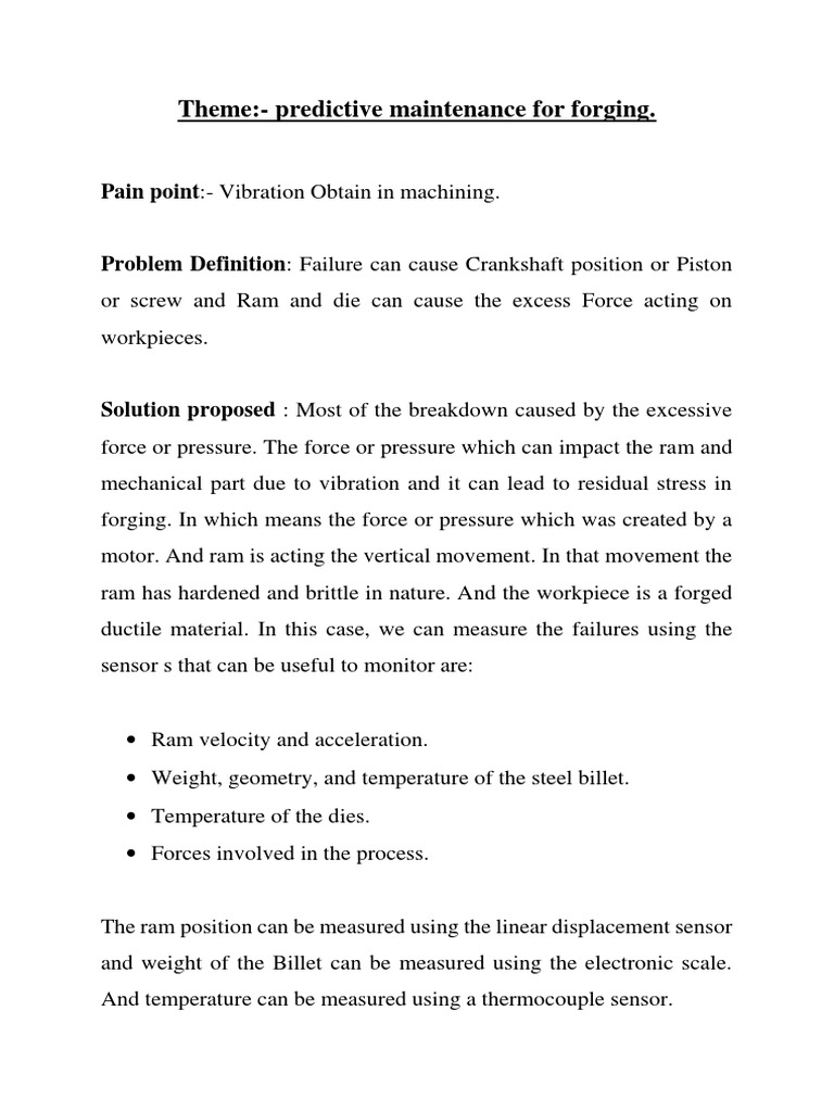 Theme - Predictive Maintenance For Forging | PDF | Computers