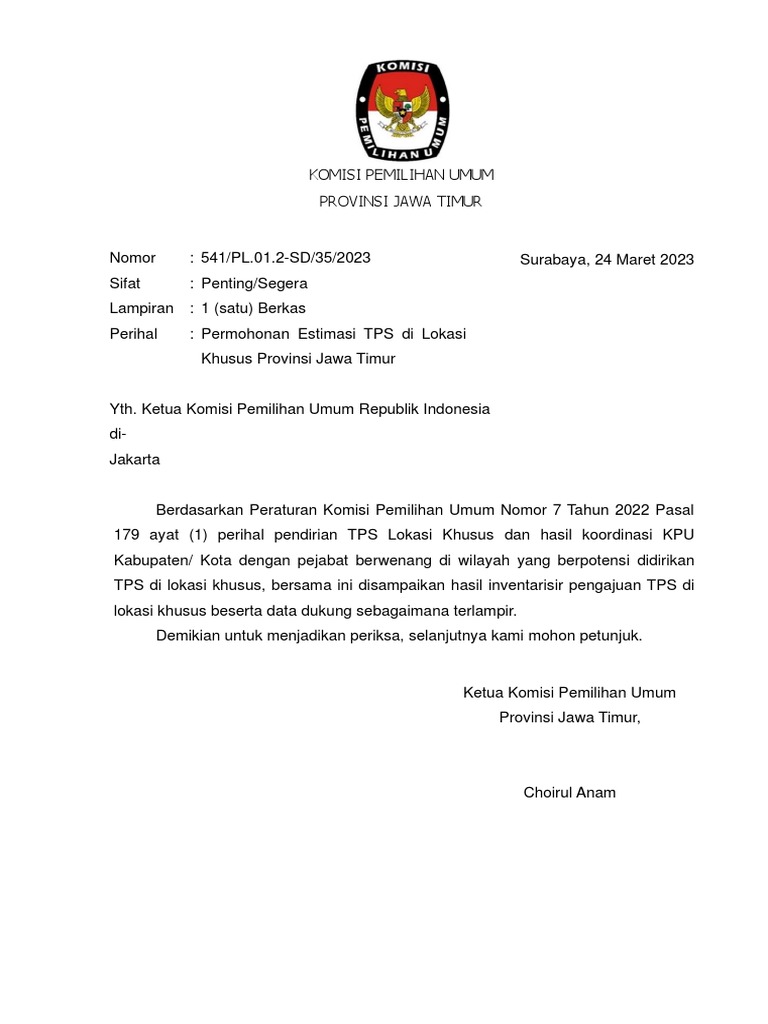 24 Maret 2023 - Surat Pengajuan TPS Lokus | PDF