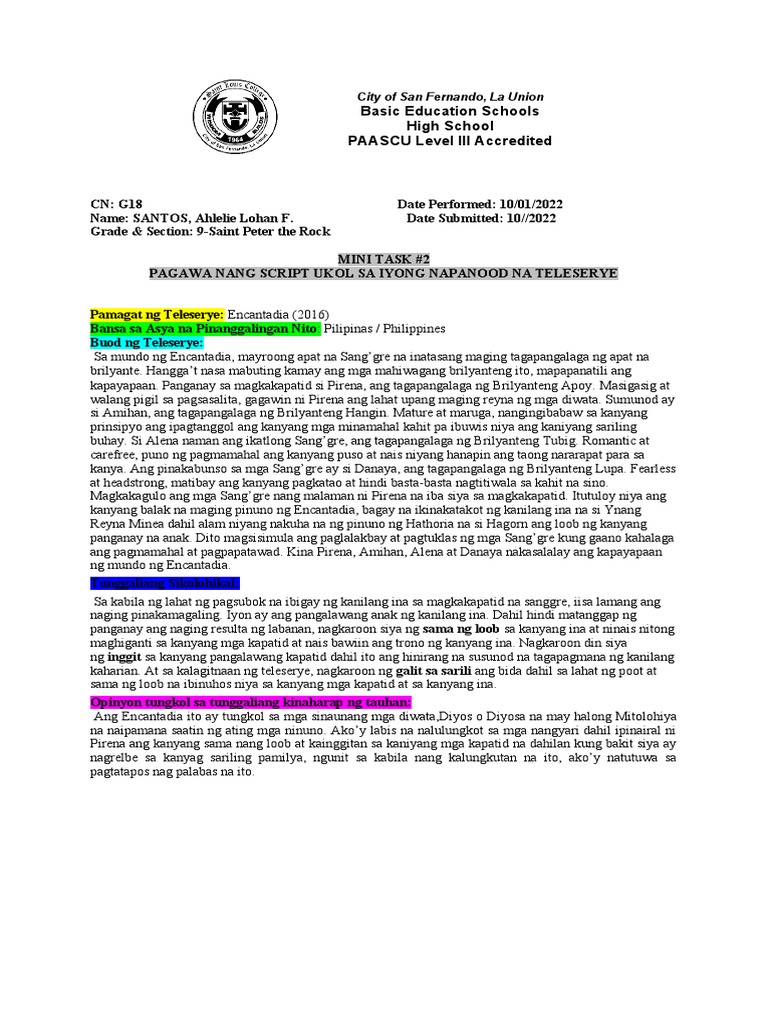 Basic Education Schools High School PAASCU Level III Accredited | PDF