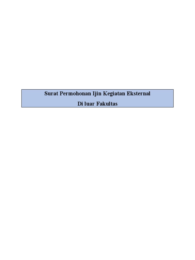 Format Surat Ijin Kegiatan Eksternal ORMAWA | PDF