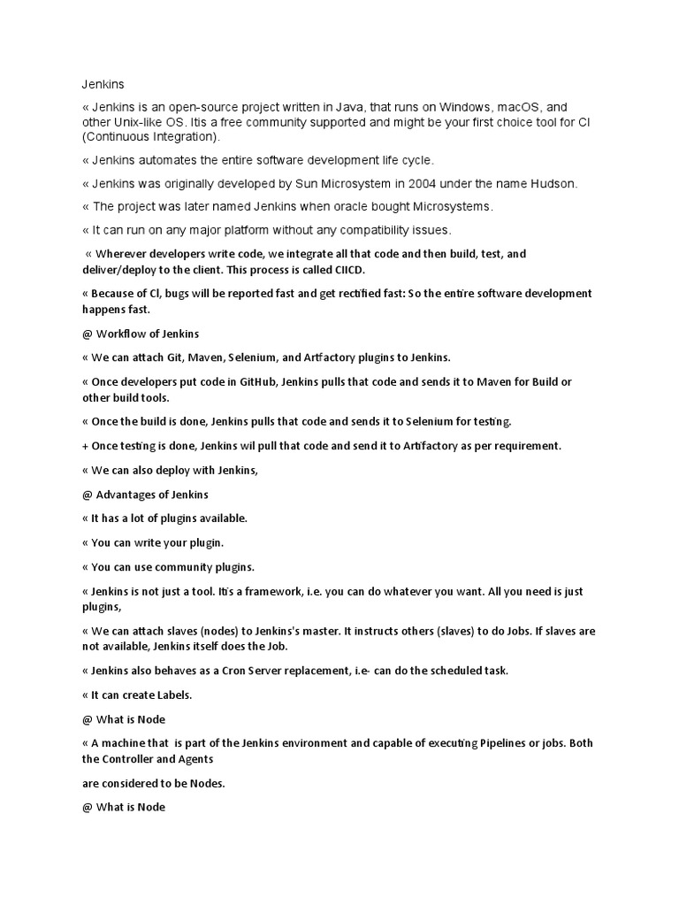 Jenkins Notes | PDF | Computing | Computer Science Jenkins Notes | PDF | Computing | Computer Science