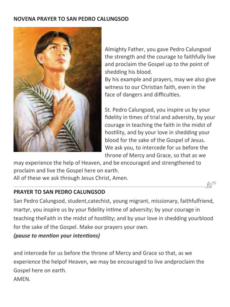 Novena To San Pedro Calungsod | PDF | Prayer | Lord's Prayer