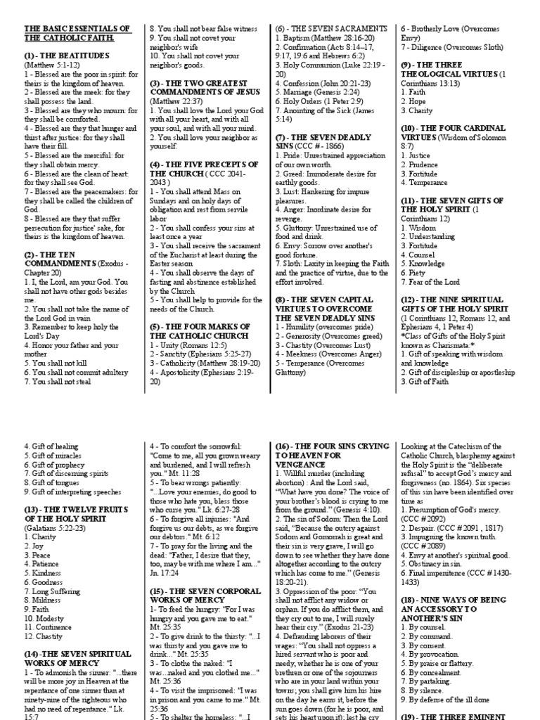 The Basic Essentials of The Catholic Faith. | PDF | Spiritual Gift ...